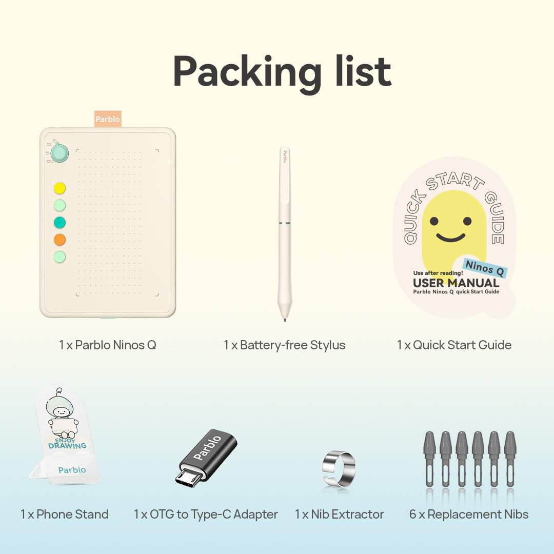 Parblo Drawing Tablet Ninos Q Mobile Digital Graphic Tablet