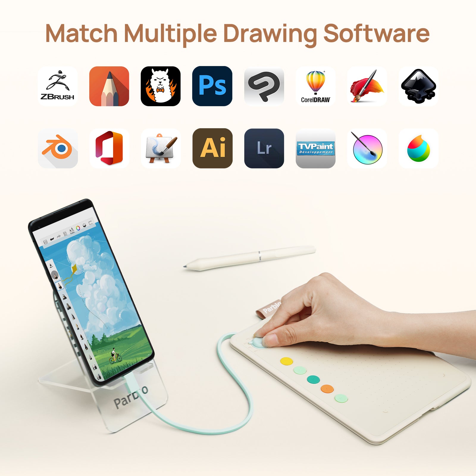 Parblo Drawing Tablet Ninos Q Mobile Digital Graphic Tablet