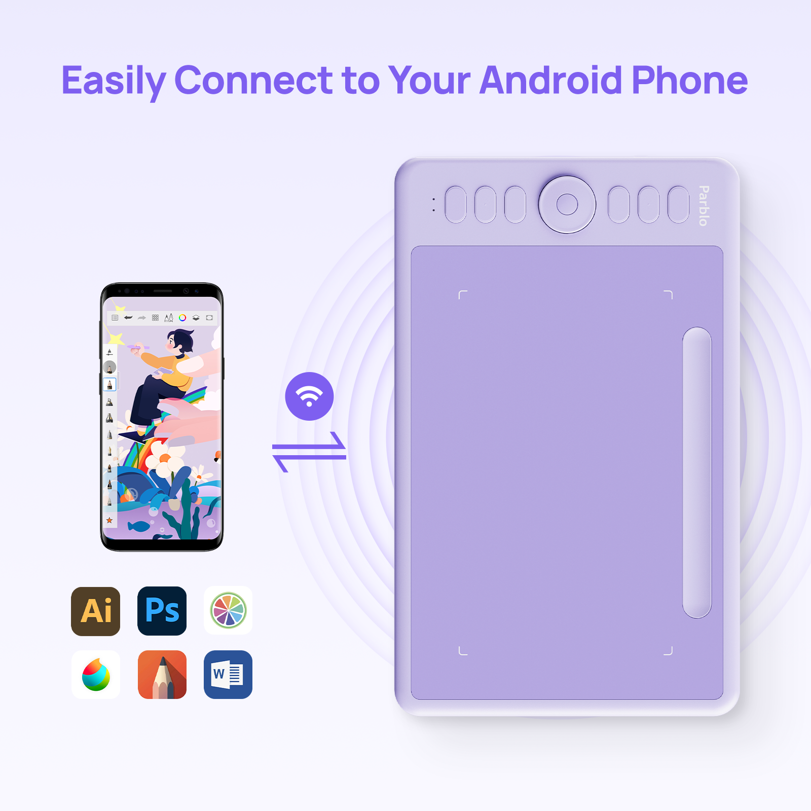 Parblo Intangbo SW Wireless Drawing Tablet 7x4 inch 16K Pressure Sensi